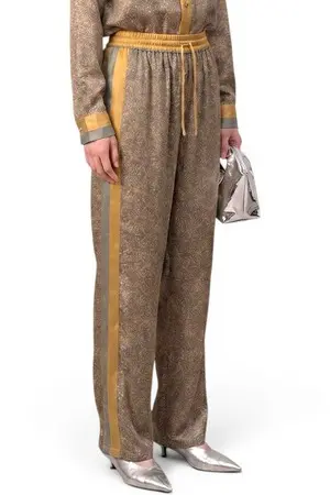 MONZLAPUR Paisley Motif Pant With Stripe - Mustard