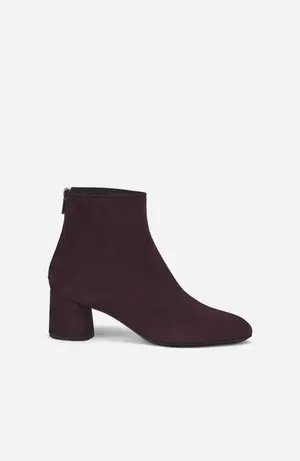 Agl Olga Suede Zip Up Block Heel Booties - Wine