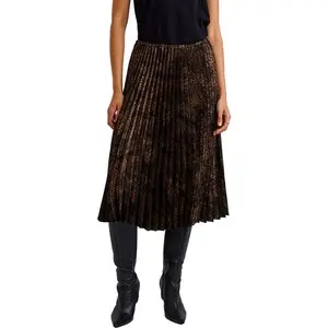 Bella Dahl Metallic Leopard Print Pleated Skirt