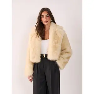Nasty Gal Faux Fur Cropped Jacket - Lemon