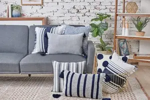 Carol & Frank Joey Striped Cotton Accent Pillow - Blue