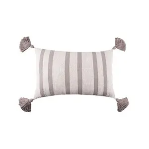 CAROL & FRANK Joey Striped Cotton Accent Pillow - Gray
