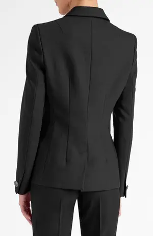 Santorelli Quinn Double Breasted Jacket In Virgin Wool Stretch - Black