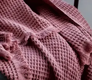 Anaya Turkish Cotton Waffle Throw - Burgundy