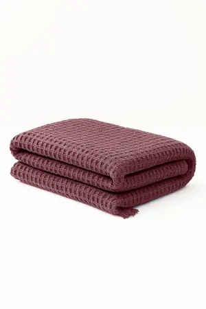 Anaya Turkish Cotton Waffle Throw - Burgundy