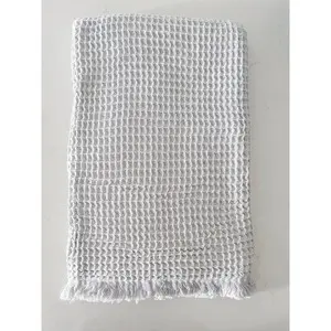 Anaya Turkish Cotton Waffle Throw Soft Grey