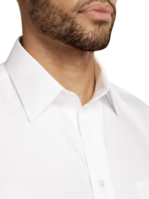PAUL FREDRICK Non-iron Cotton Herringbone Point Collar Dress Shirt