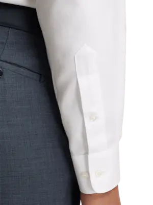 PAUL FREDRICK Non-iron Cotton Herringbone Point Collar Dress Shirt