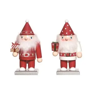 TRANSPAC Christmas Wood Gnome Nutcracker Set Of 2 Home Decorations - Multicolored