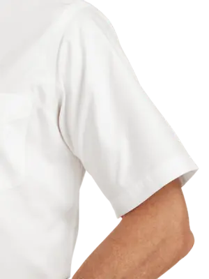 PAUL FREDRICK Non-iron Cotton Pinpoint Solid Point Collar Short Sleeve Dress Shirt
