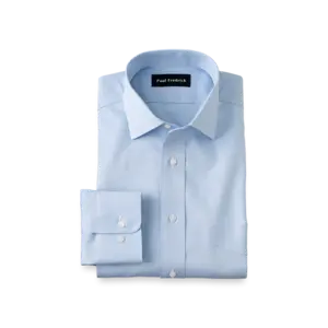 PAUL FREDRICK Non-iron Cotton Pinpoint Solid Spread Collar Dress Shirt - Blue