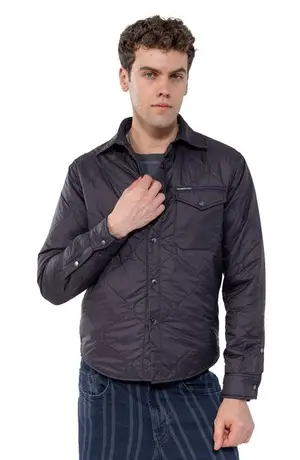MEMBERS ONLY Quilted Shirt Jacket - Black