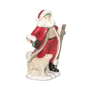 TRANSPAC Multicolor Gilded Accent Santa Figurine Decorative Resin Decor
