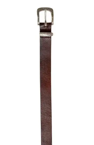 BLACK SUEDE STUDIO Rodeo Belt - Brown Leather/silver