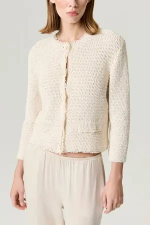 NOCTURNE Textured Bouclé Button Cardigan