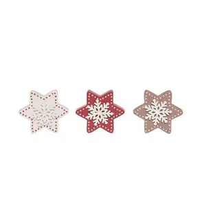 TRANSPAC Winter White Red Gold Wood Tabletop Figurines Decorations Set