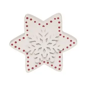 TRANSPAC Winter White Red Gold Wood Tabletop Figurines Decorations Set