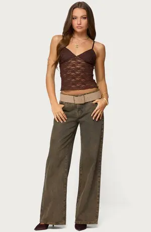 EDIKTED Eira Lace Camisole - Brown