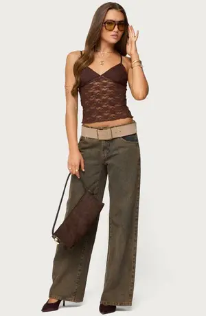 EDIKTED Eira Lace Camisole - Brown