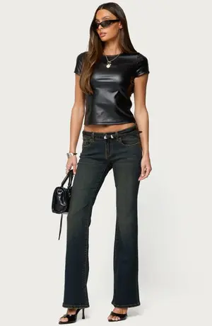 EDIKTED Raphaela Faux Leather Crop Top