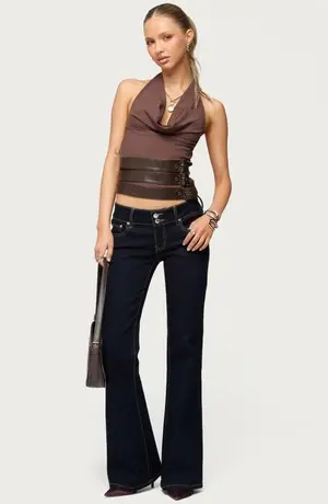 EDIKTED Buckle Halter Neck Top
