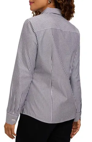 Foxcroft Dianna Stripe Cotton Button-up Shirt - Black/white