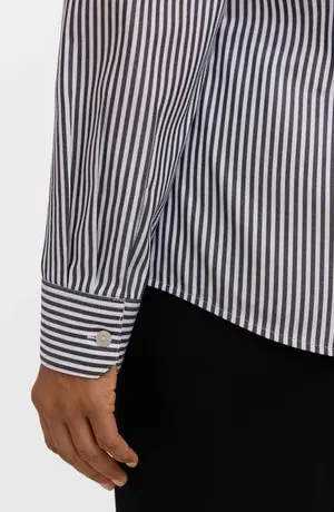 Foxcroft Dianna Stripe Cotton Button-up Shirt - Black/white