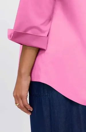 Foxcroft Therese Button Back Popover Shirt - Guava Pink