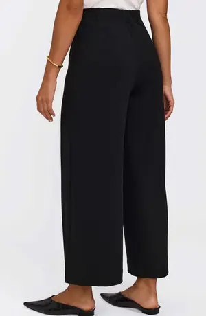 Foxcroft Arlette Wide Leg Crop Crepe Pants - Black