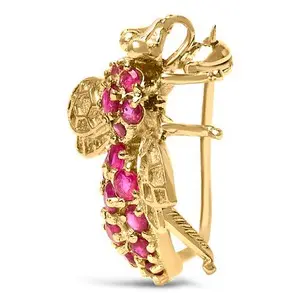HAUS OF BRILLIANCE 14k Gold Ruby Bee Brooch