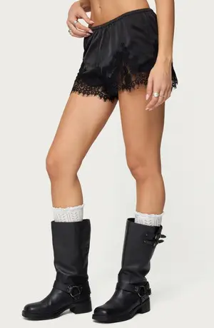 EDIKTED Lace And Satin Shorts