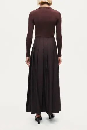 NOCTURNE Belted Pleated Maxi Skirt