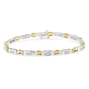 HAUS OF BRILLIANCE 10k Two-tone Gold Diamond Geo Link Bracelet - Yellow