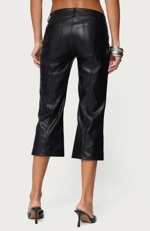 EDIKTED Faux Leather Capri Pants