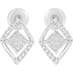 HAUS OF BRILLIANCE 10k Gold Diamond Stud Earrings - White