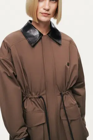 NOCTURNE Contrast Collar Utility Jacket