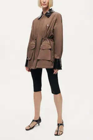 NOCTURNE Contrast Collar Utility Jacket