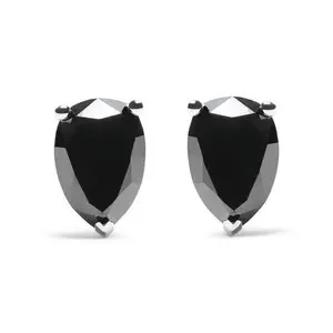 HAUS OF BRILLIANCE 14k Gold 2.00 Ct. T.w. Pear Black Diamond Stud Earrings - White