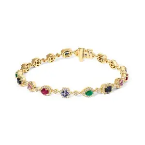 HAUS OF BRILLIANCE 14k Gold Multi-gemstone And Diamond Bracelet - Yellow