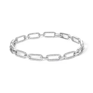 HAUS OF BRILLIANCE 14k Gold 1.00 Cttw Diamond Paperclip Link Bracelet - White