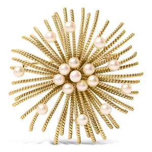 HAUS OF BRILLIANCE 18k Gold Freshwater Pearl Brooch - Yellow