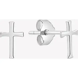 RIZEN JEWELRY Cross Mini Stud Earrings - Sterling Silver