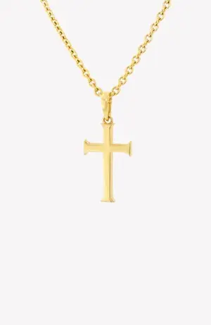 RIZEN JEWELRY Large Cross Pendant Necklace - 18k Gold Plated