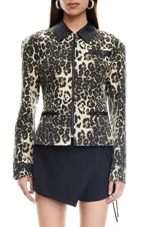Lioness Soho Animal Print Twill Jacket - Leopard