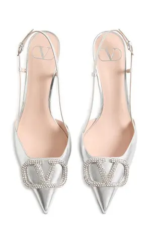 Valentino Garavani Crystal Vlogo Slingback Pumps
