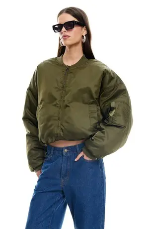 Lioness Essential Crop Bomber Jacket - Mineral