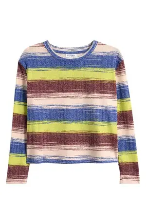 LOVE, FIRE Printed Boxy T-shirt - Multi Stripe
