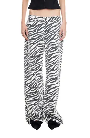 Lioness Top Model Stripe Baggy Jeans - Zebra