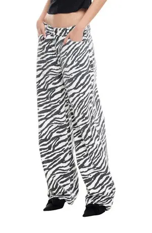 Lioness Top Model Stripe Baggy Jeans - Zebra
