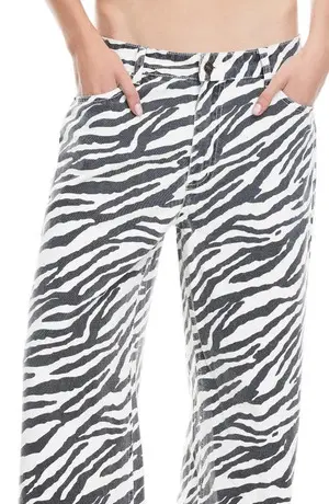 Lioness Top Model Stripe Baggy Jeans - Zebra